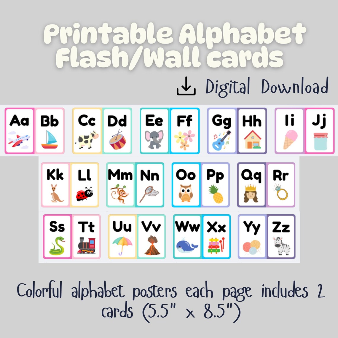 Printable Alphabet Flashcards | Preschool ABC Wall Cards | Classroom ...