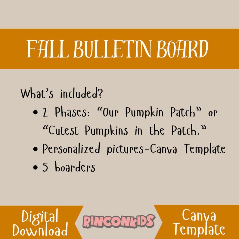 Pumpkin Patch Classroom Decor: Student Photo Template (digital Download ...