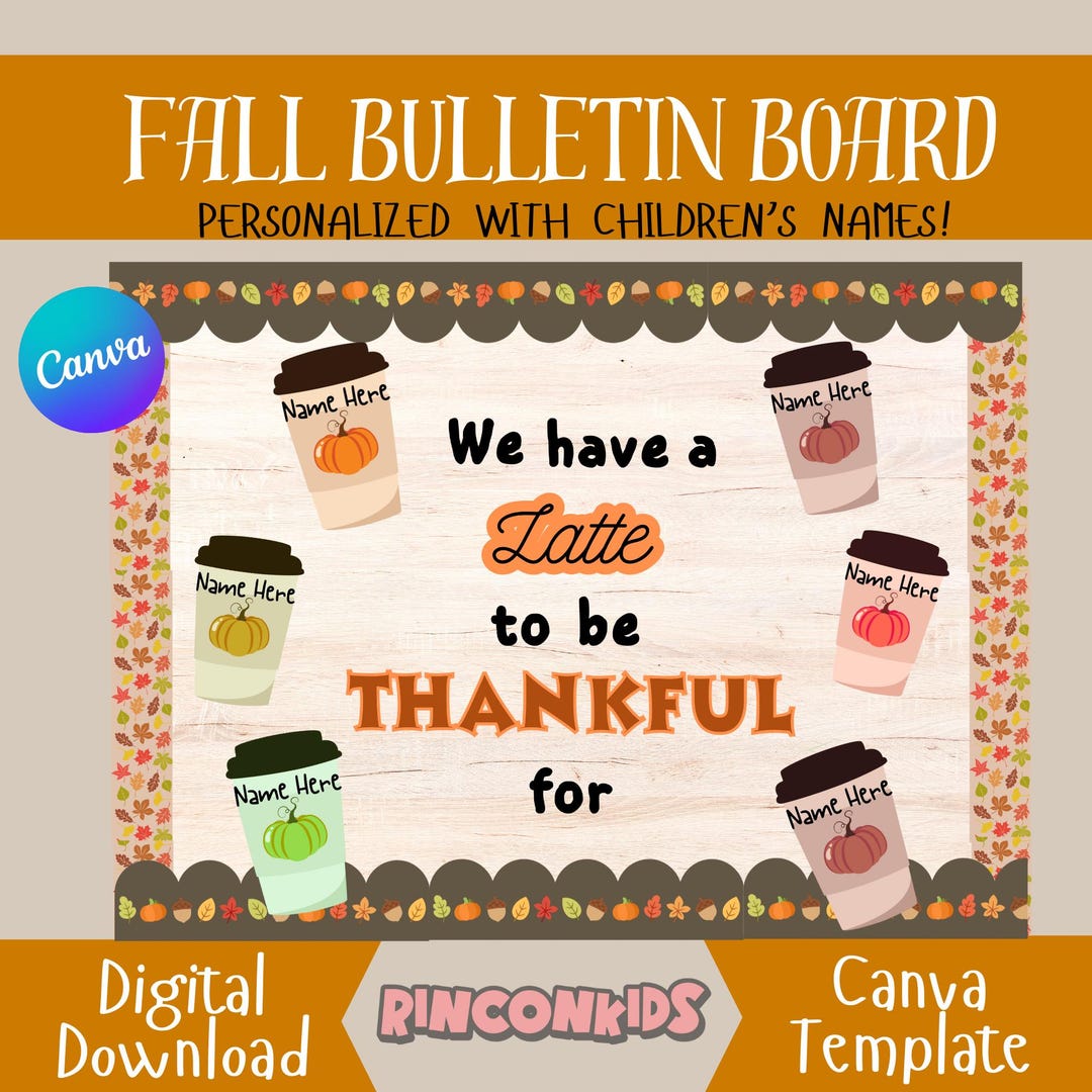 Latte Theme Fall Bulletin Board Kit: Printable Classroom Decor (canva ...