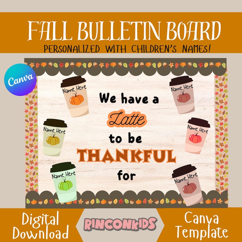 Latte Theme Fall Bulletin Board Kit: Printable Classroom Decor (canva ...