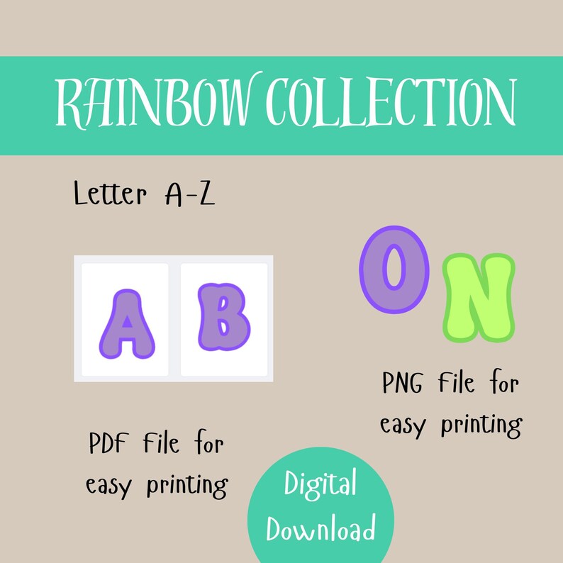 Rainbow Bulletin Board Letters: Printable Classroom Decor (PDF & PNG ...