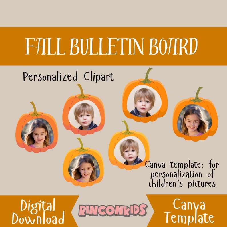 Pumpkin Patch Classroom Decor: Student Photo Template (digital Download ...