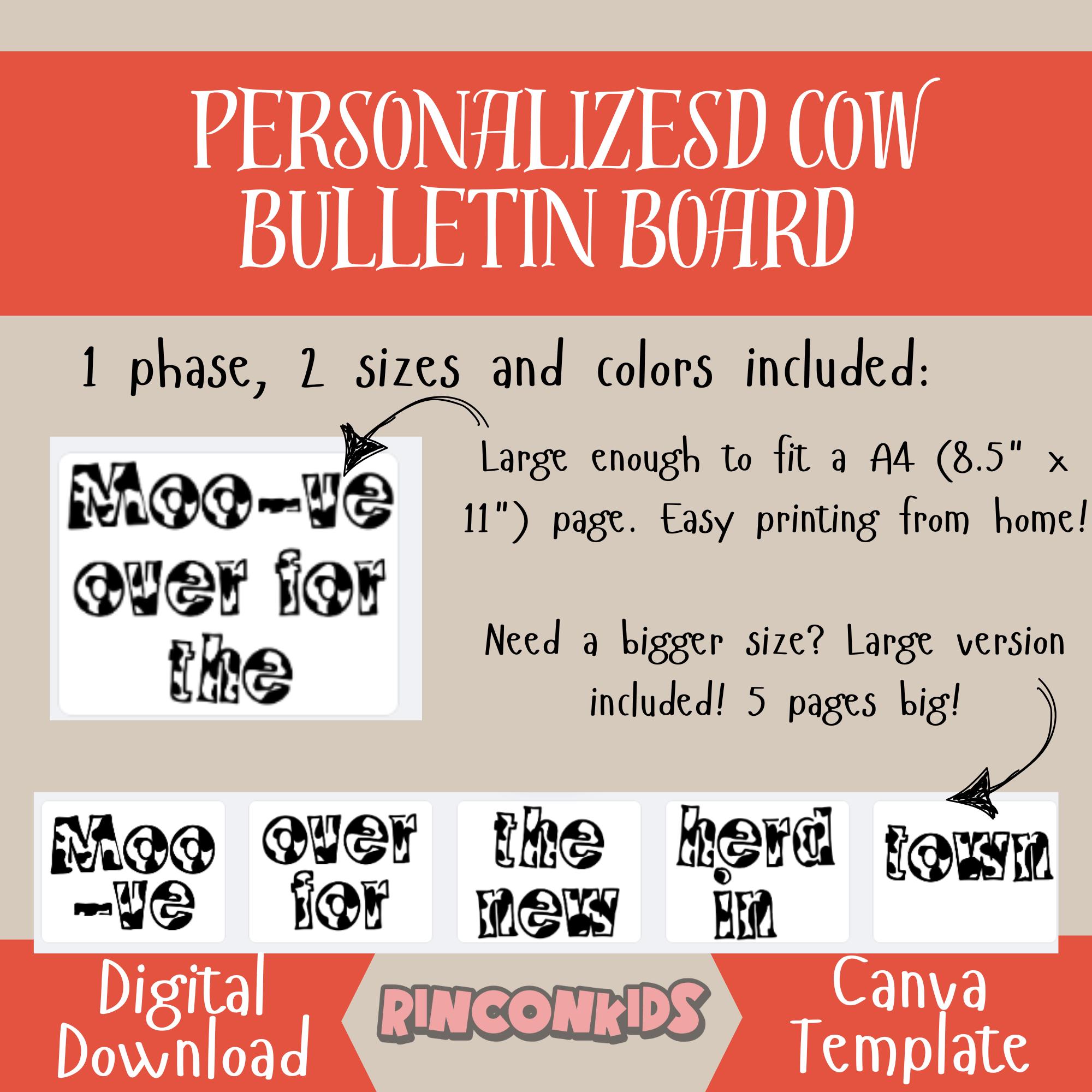 Cow Bulletin Board Kit: Farm Classroom Decor (printable & Editable ...