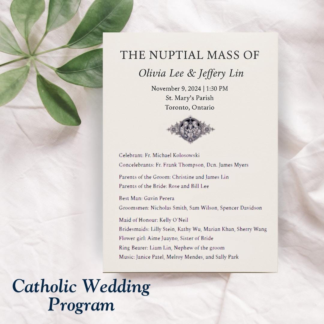 Catholic Wedding Program | Editable Google Doc | Liturgy Options ...