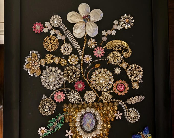 Framed Jewel Art Flower Bouquet - Etsy