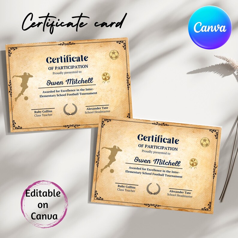 Editable Certificate Printable Award Custom Certificate Canva Template ...