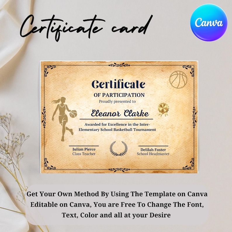 Certificate of Participation Editable Template Sports Certificate ...