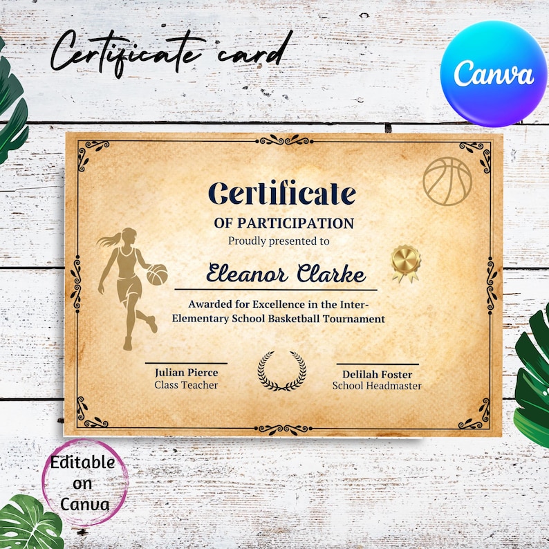 Certificate of Participation Editable Template Sports Certificate ...