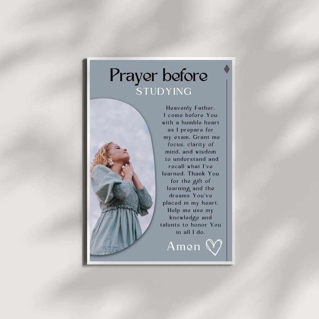 Prayer | Prayer Before Studying | Digital Download | Christian Motivational Poster - Etsy