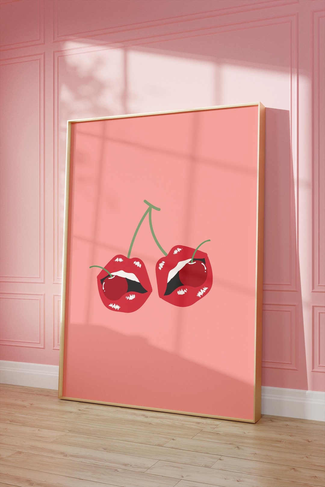 Pink Cherry Wall Art - Trendy Cherry Wall Art, Cherries Art Print ...