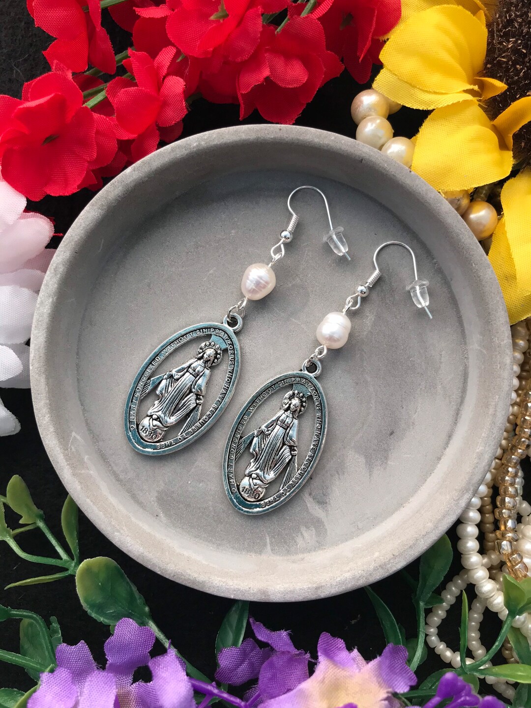 Virgin Mary Earrings Religious Earrings - Etsy