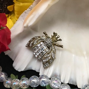 Vintage Rhinestone Bee Alive Brooch Pendant - Etsy