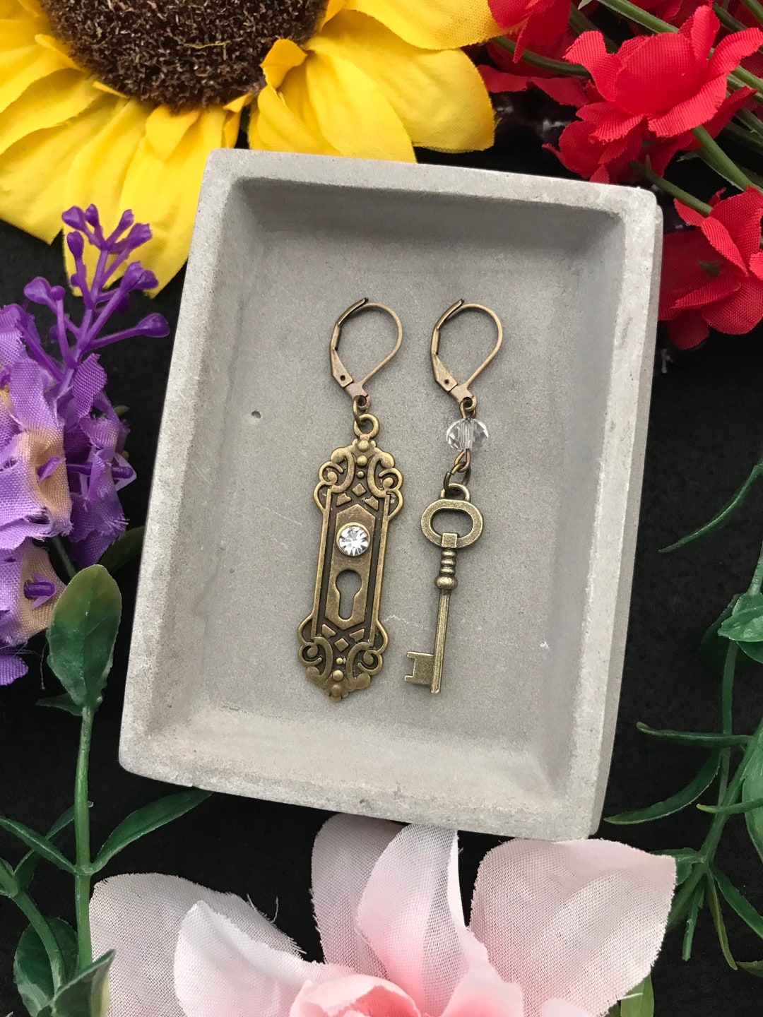 Victorian Lock and Key Earrings - Etsy