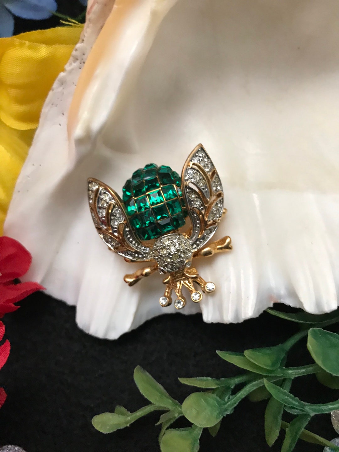 Vintage Rhinestone Bee Alive Brooch Pendant - Etsy