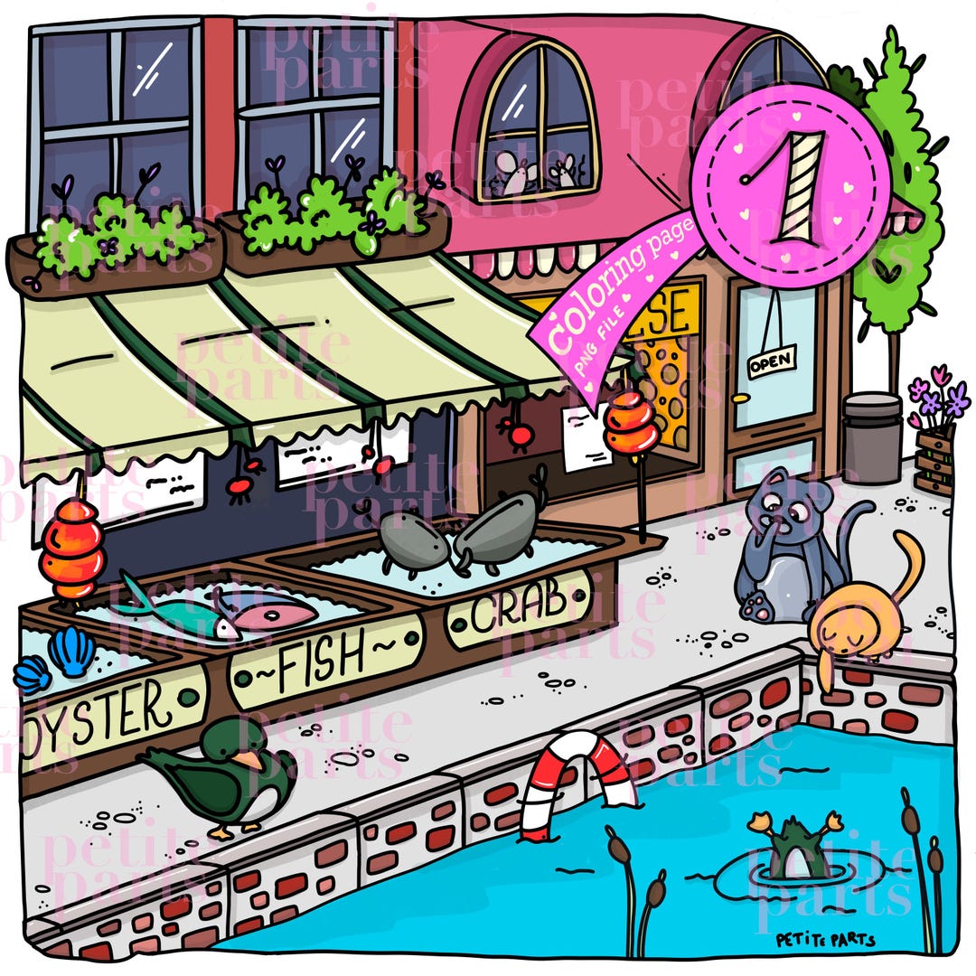 Coloring Page - Cozy Pier by Petiteparts - Etsy