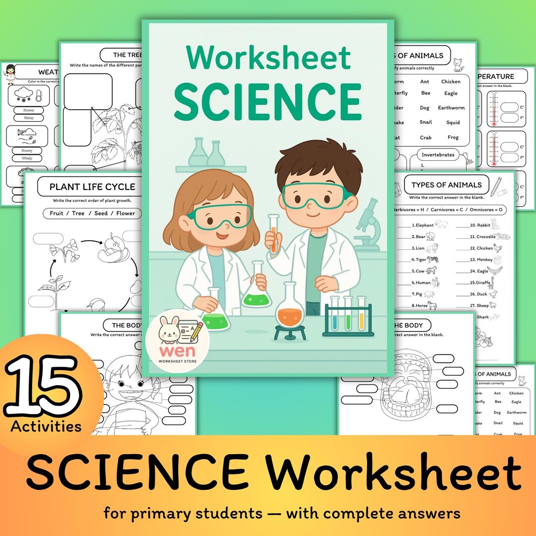 Science Worksheets: Primary Students, Complete Answers (PDF) - Etsy
