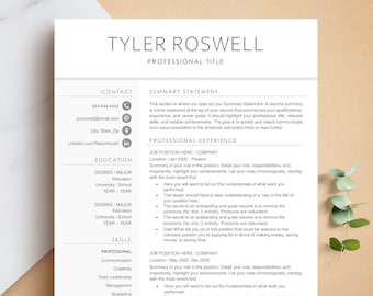 Professional Resume Template for Word, Pages | 1, 2, 3 Pages | CV ...
