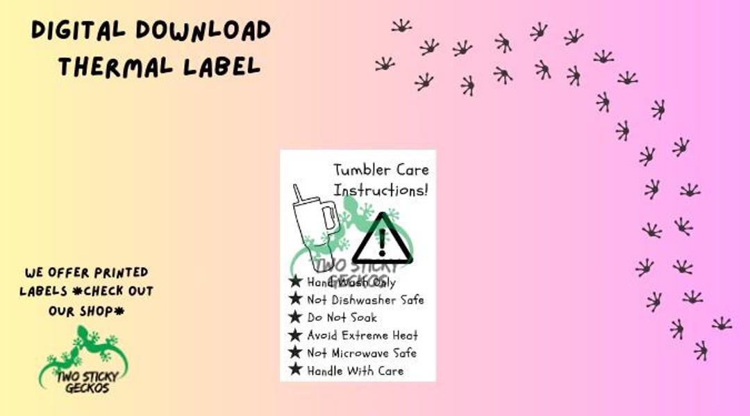 Tumble Care Instructions, Packaging Label for Small Business | Thermal ...