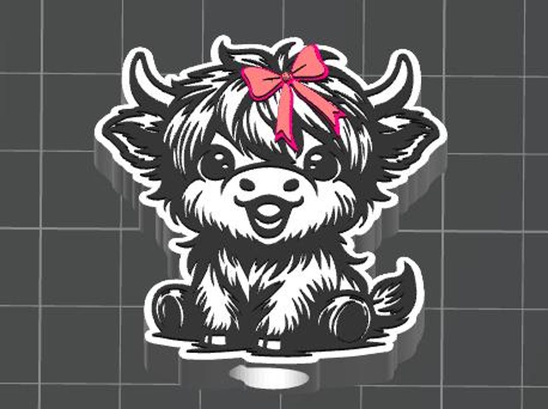 Baby Highland Cow Straw Topper, STL File, 3D Print File, Tumbler Straw ...