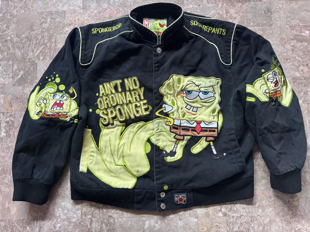 Vintage Jeff Hamilton Spongebob Nickelodeon Racing Jacket Kids XL 11-12 ...