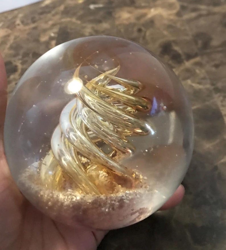 VTG Murano Paperweight Clear With Gold Flecks in A Swirl Pattern - Etsy