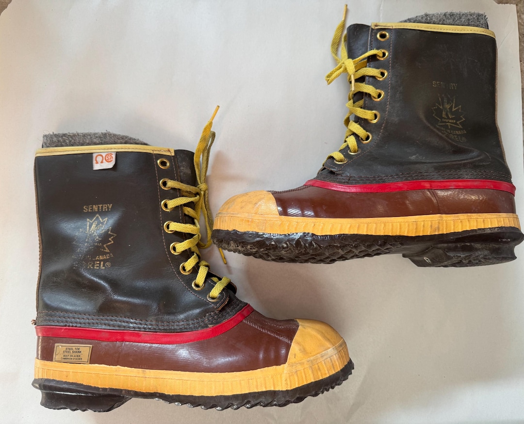 Vintage Sorel Kaufman Sentry Steel Toe Made in Canada Boots Wool Liner ...