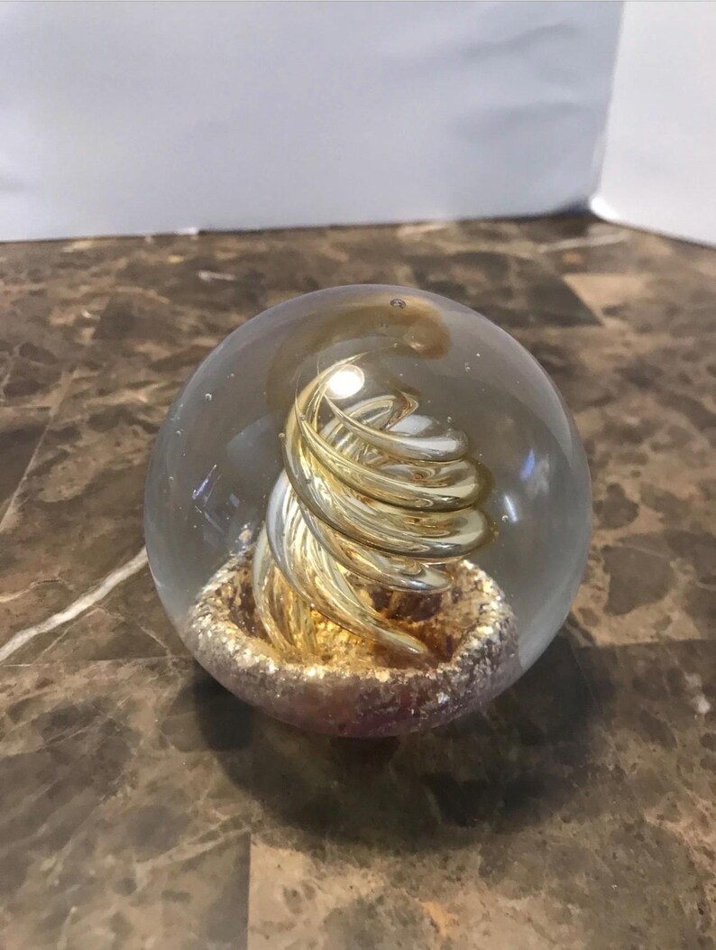 VTG Murano Paperweight Clear With Gold Flecks in A Swirl Pattern - Etsy