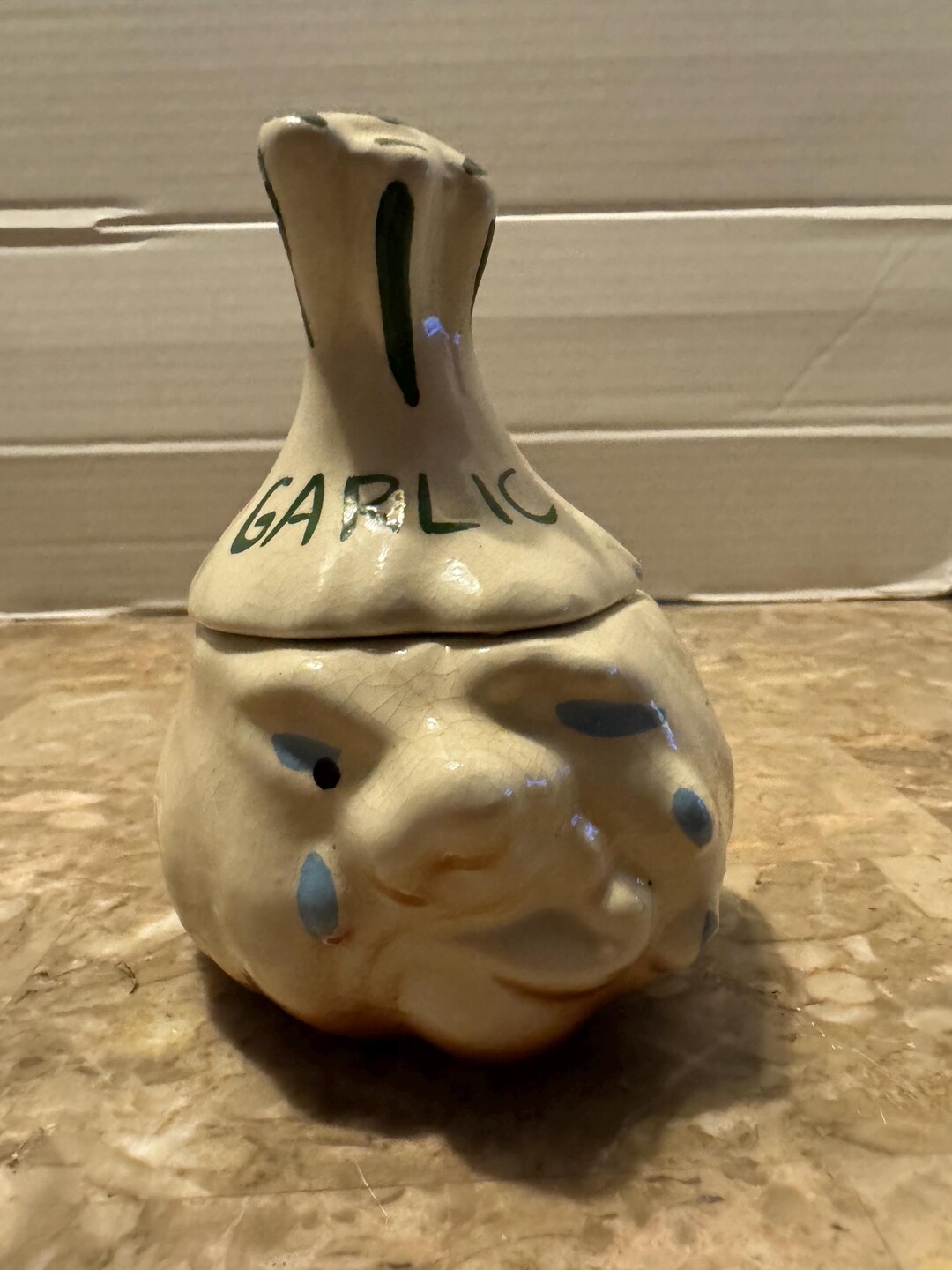 Vintage 50's Anthropomorphic Ceramic Crying Garlic Container With Top ...