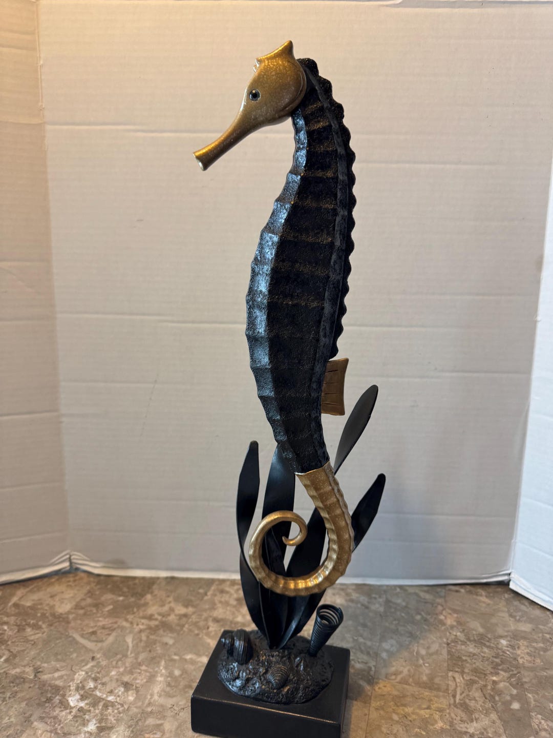 23" Sea Horse Statue Nautical Beach Decor Figurine Art Sculpture Resin ...