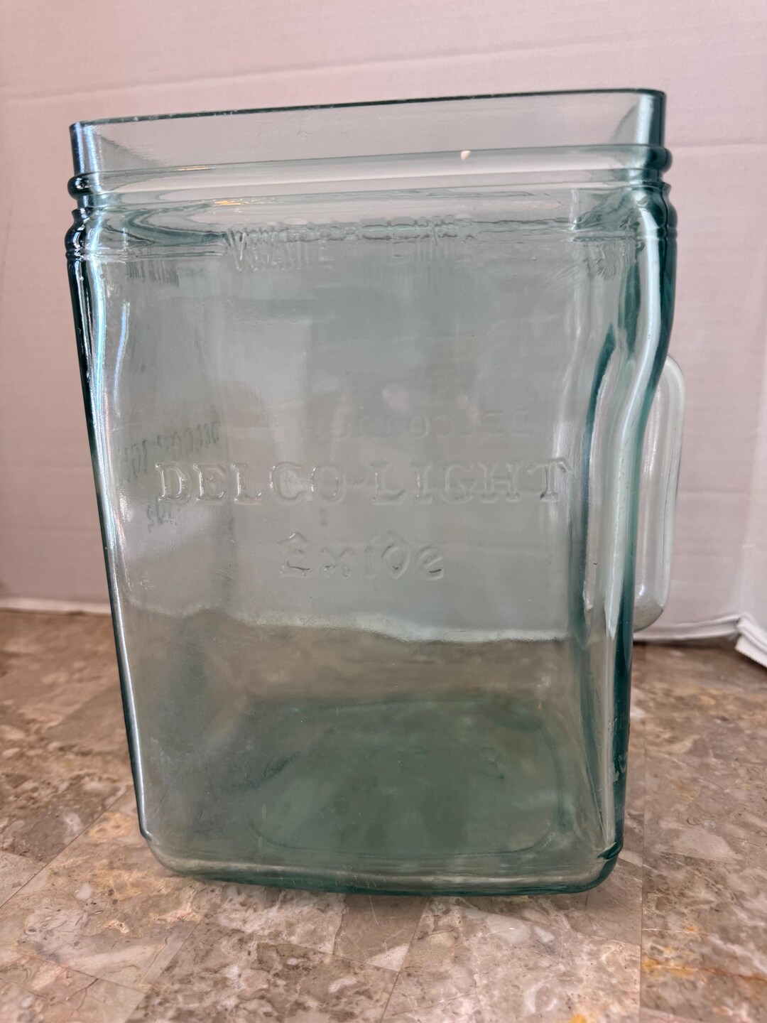 Antique 1921 Delco Light Exide KXG13 Green Glass Battery Jar USA ...