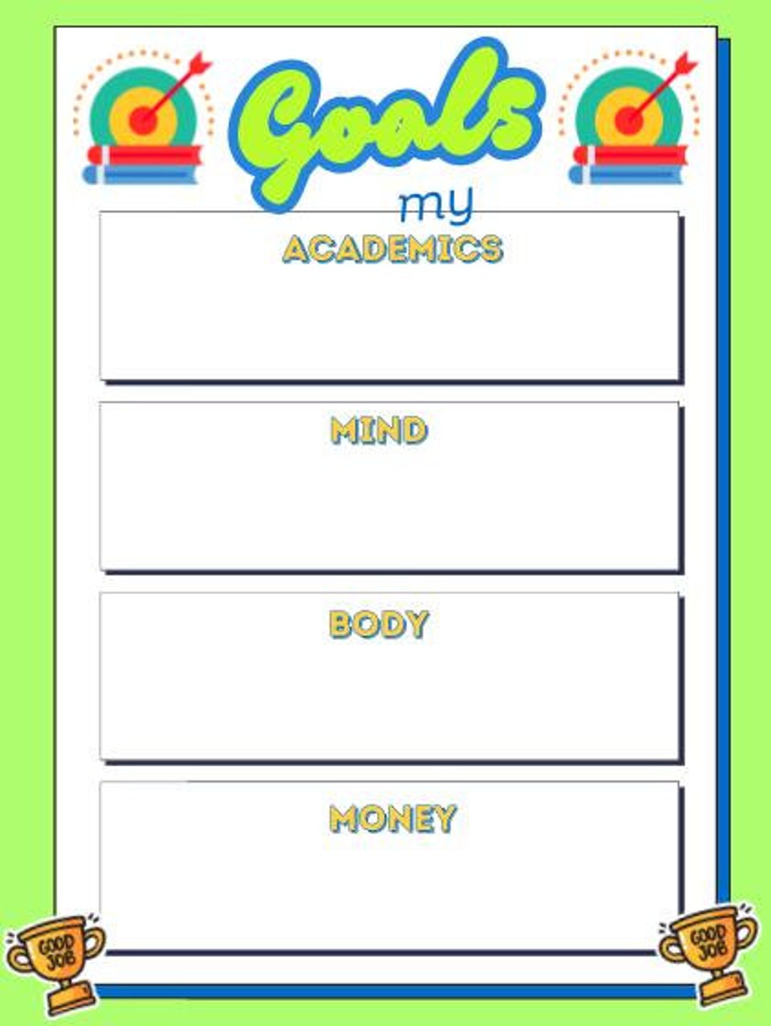 Kids Goal Setting Worksheet - Etsy