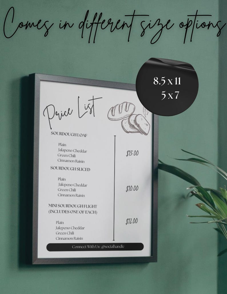 Price List Sheet Editable Small Business Download Display Price Sheet ...