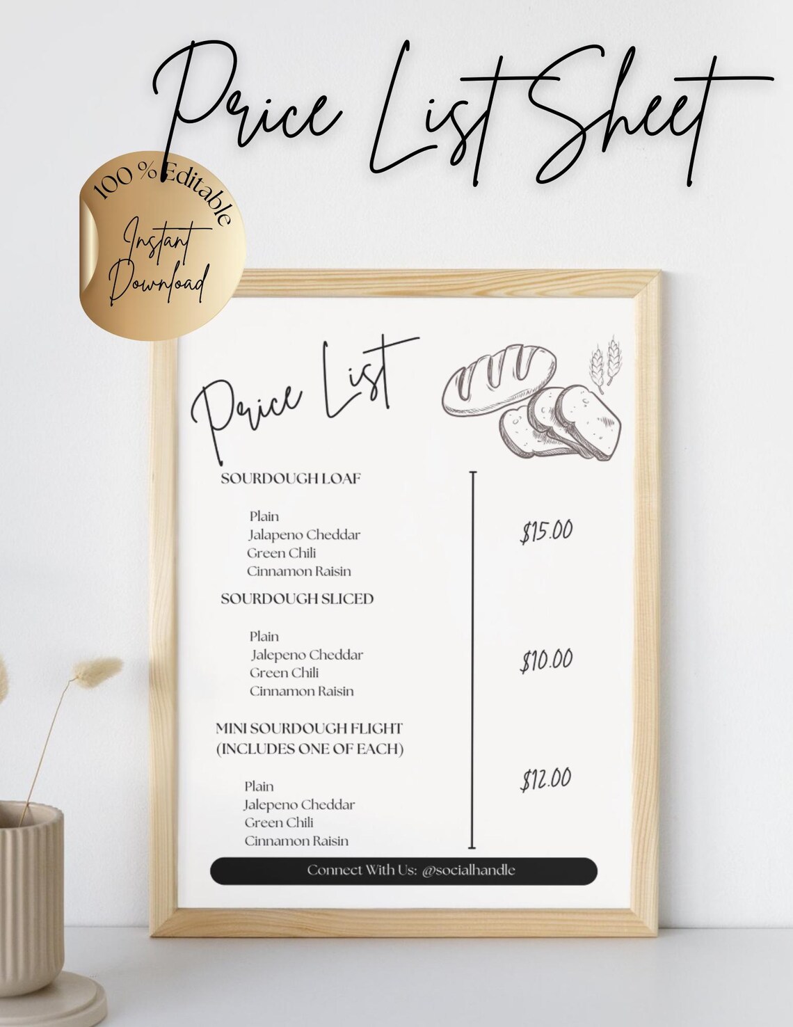 Price List Sheet Editable Small Business Download Display Price Sheet ...