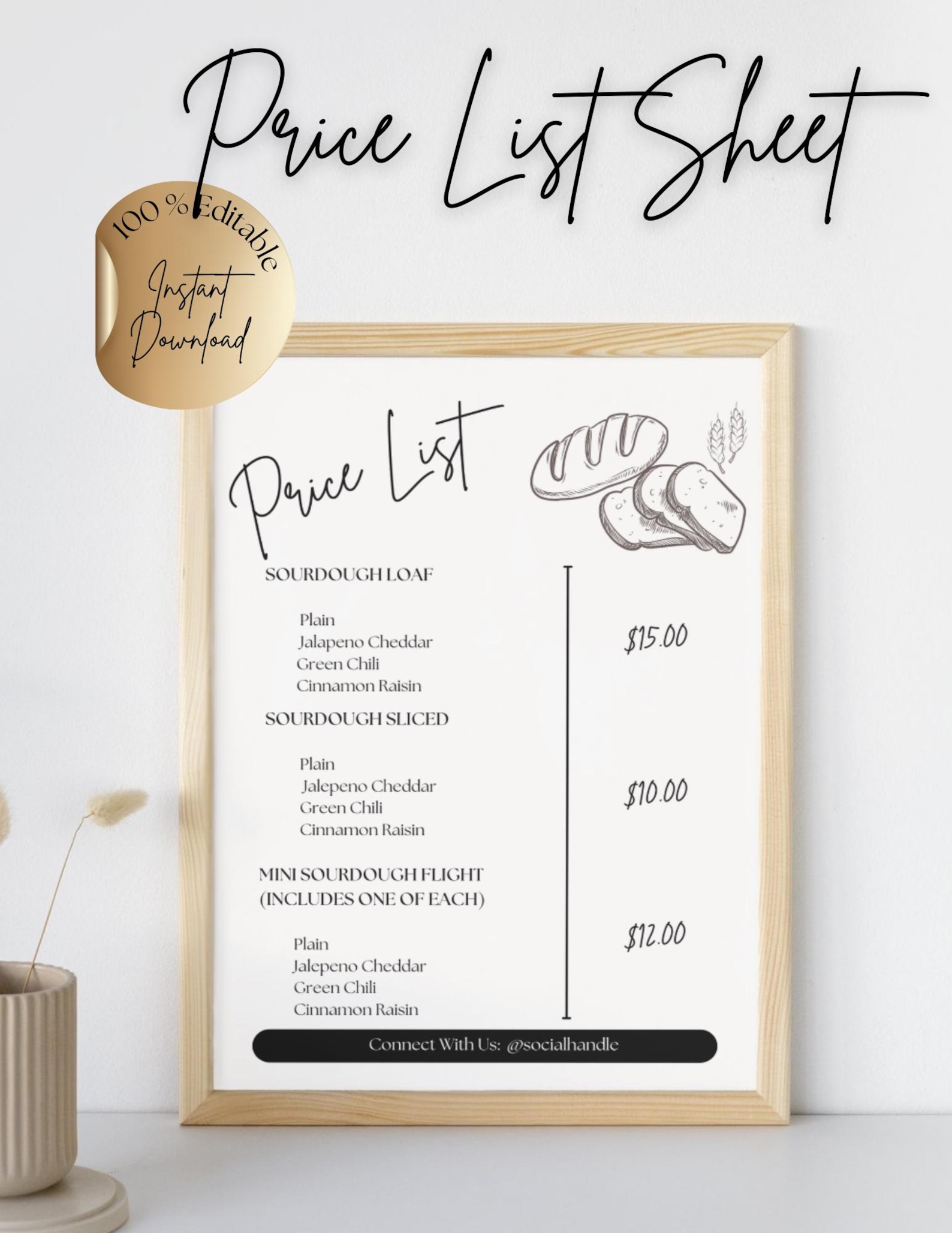 Price List Sheet Editable Small Business Download Display Price Sheet ...