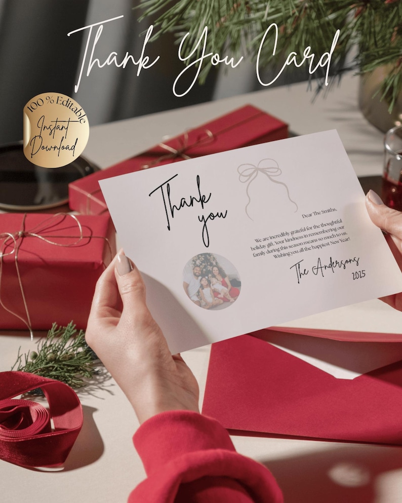 Thank You Card- Holiday Gifts Thank You From Family, Digital Download ...