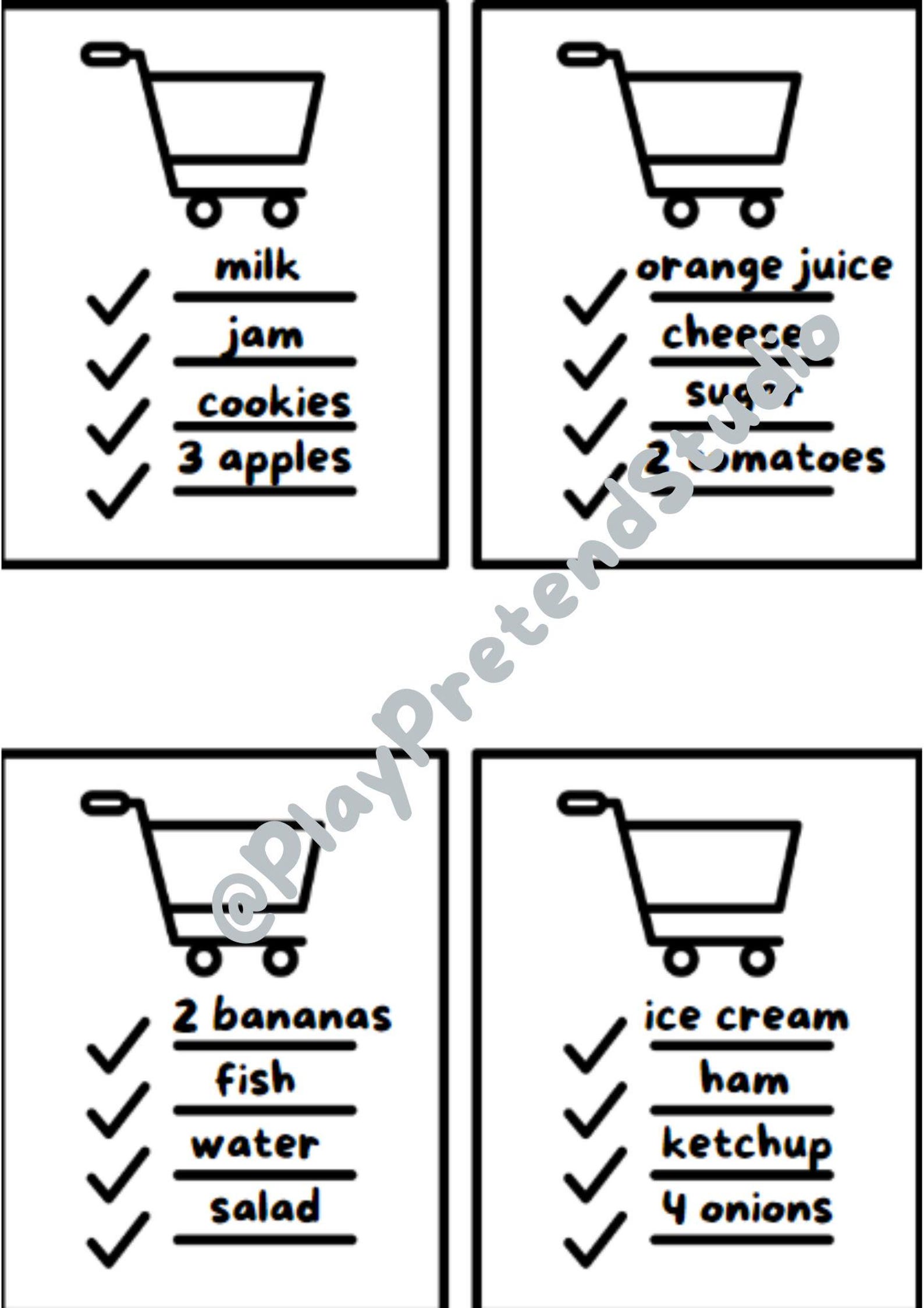 Grocery Shop Pretend Play Game – Printable Grocery Shopping Activity ...