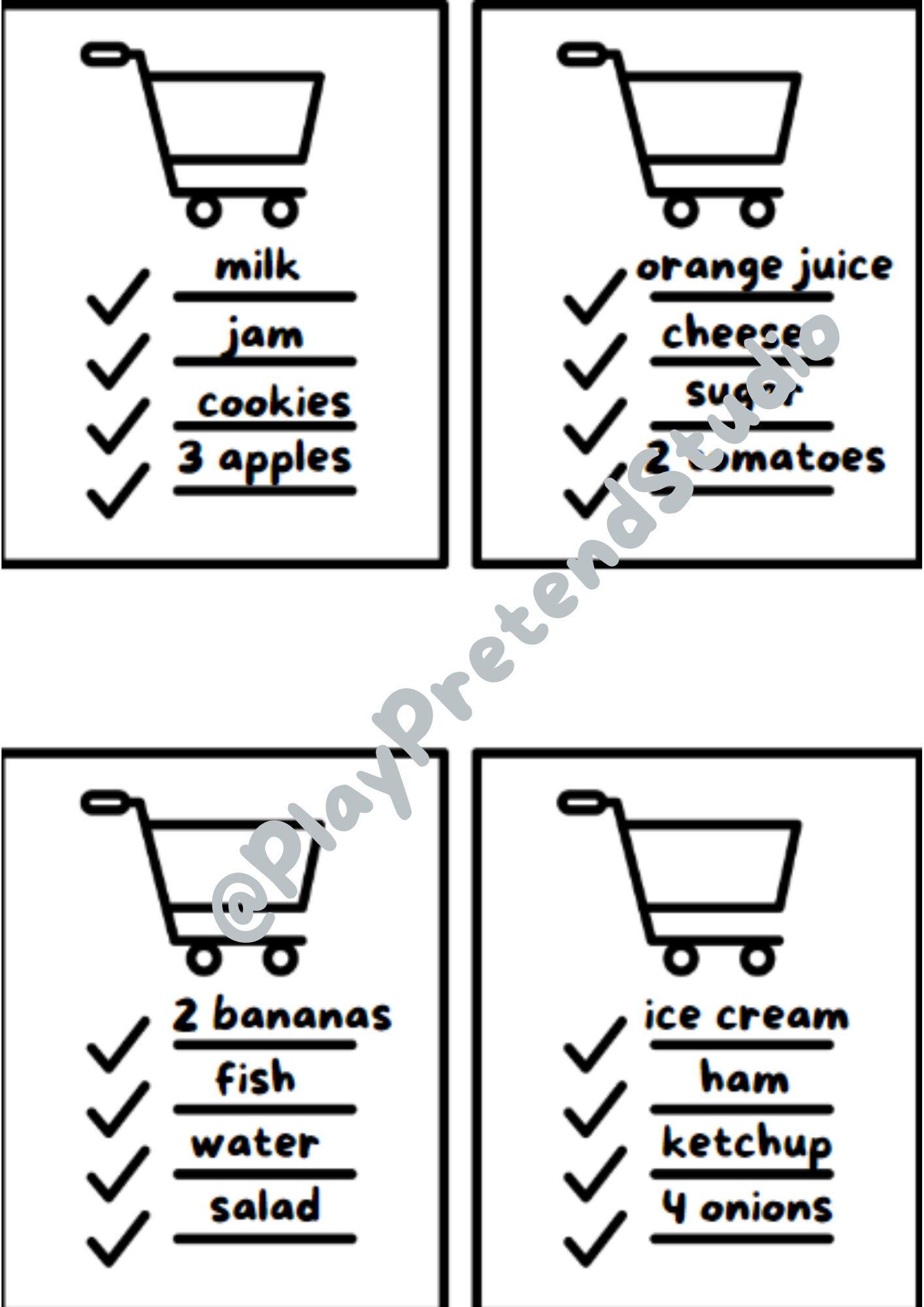 Grocery Shop Pretend Play Game – Printable Grocery Shopping Activity ...