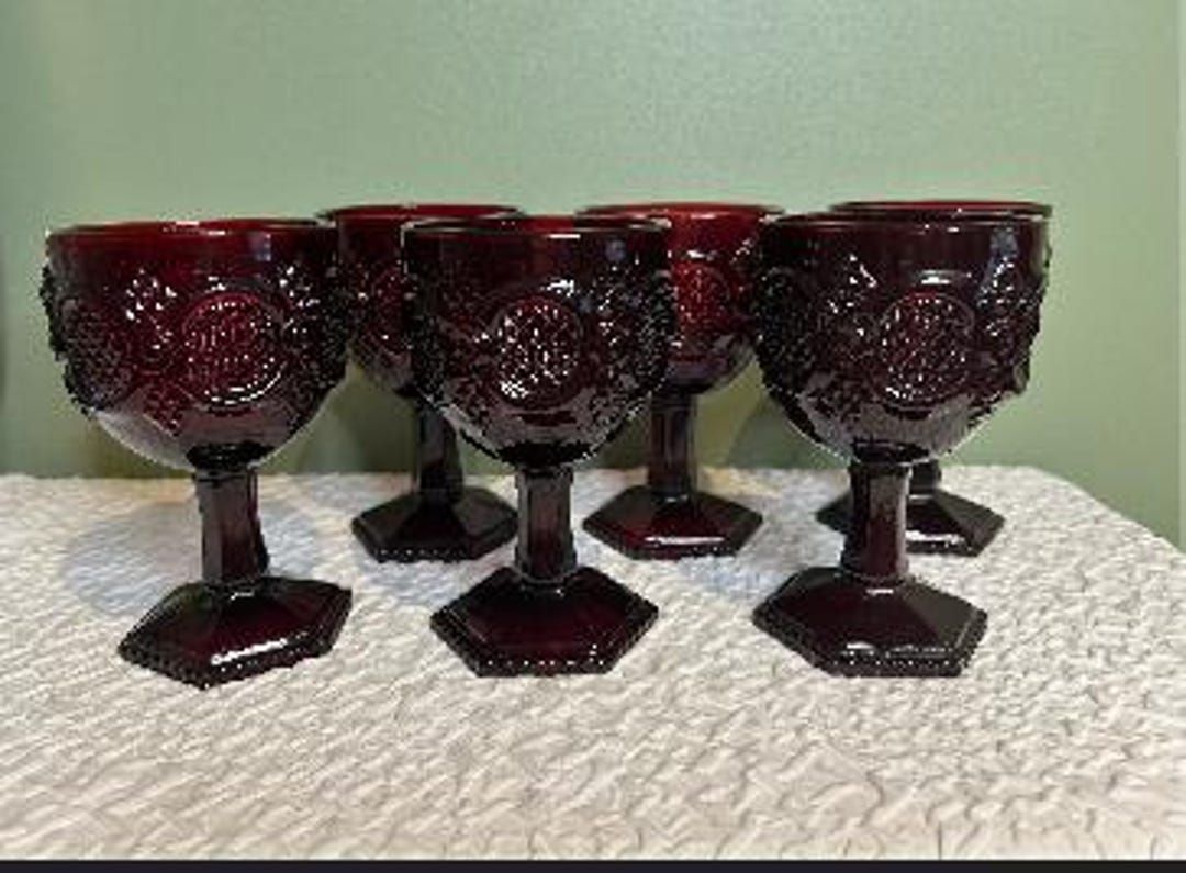 Set of 6 Avon Cape Cod Ruby Red Goblets - Etsy