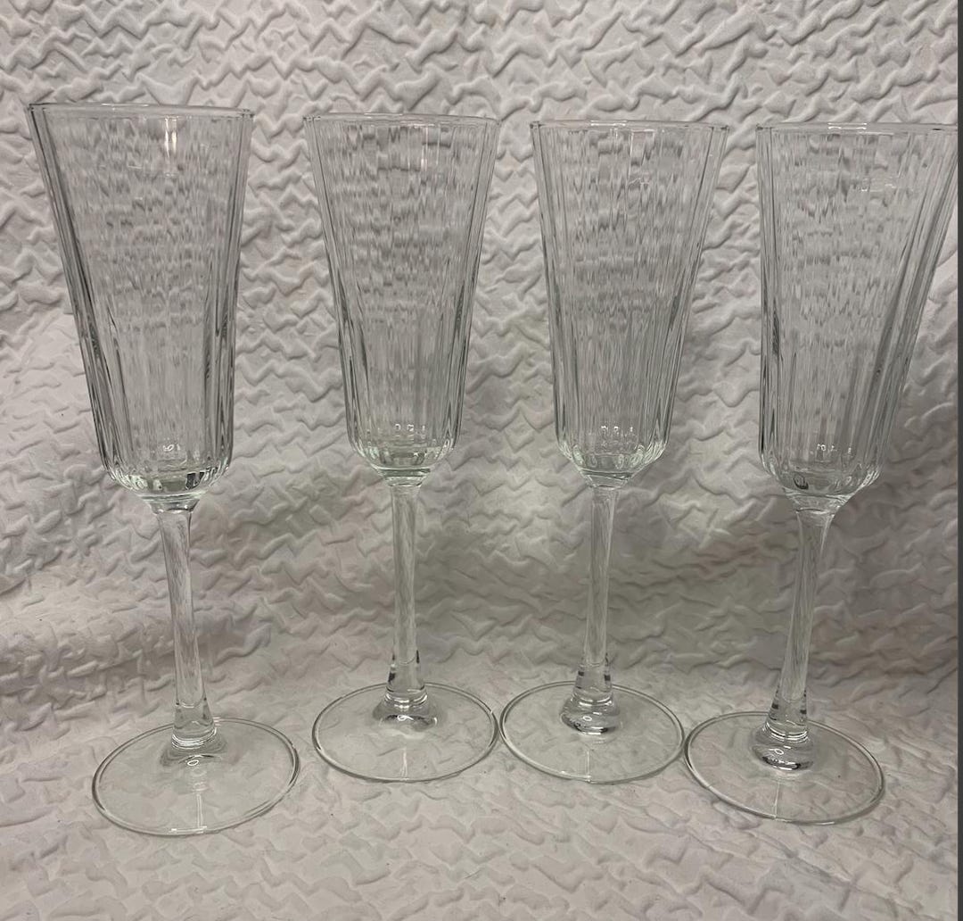 4 Ribbed Vintage Champagne Flutes - Etsy