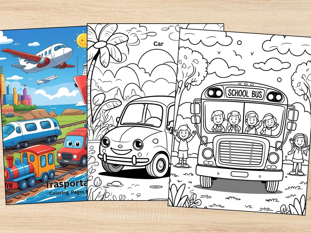Transportation Coloring Pages for Kids: 30 Vehicle Activity Sheets ...