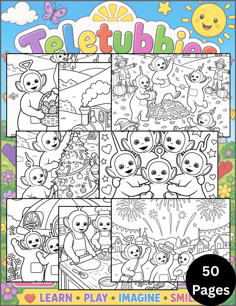 Teletubbies Coloring Book for Kids | 50 Fun Adventure Pages | Instant ...