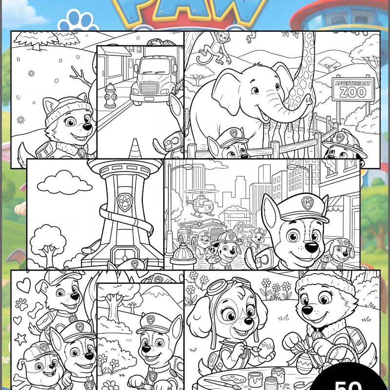Paw Patrol Coloring Book - Etsy