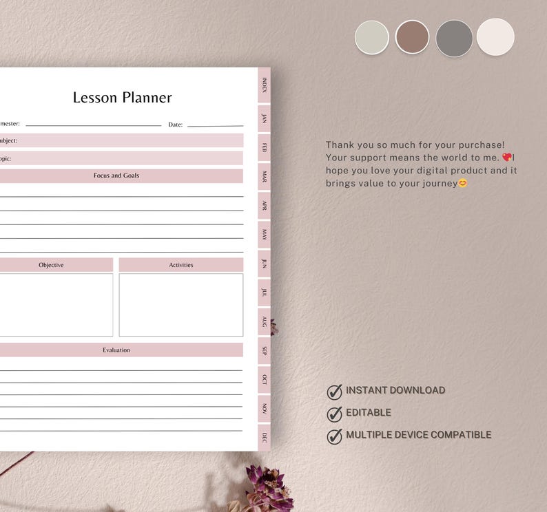 Digital Teacher Planner, Printable Classroom Organizer, Lesson Plan ...