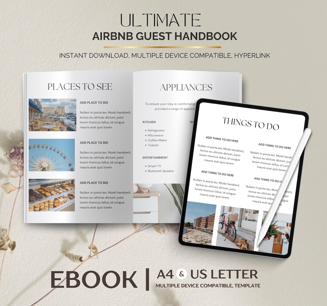 Airbnb Guest Handbook Template, Editable Canva Welcome Guide (digital ...