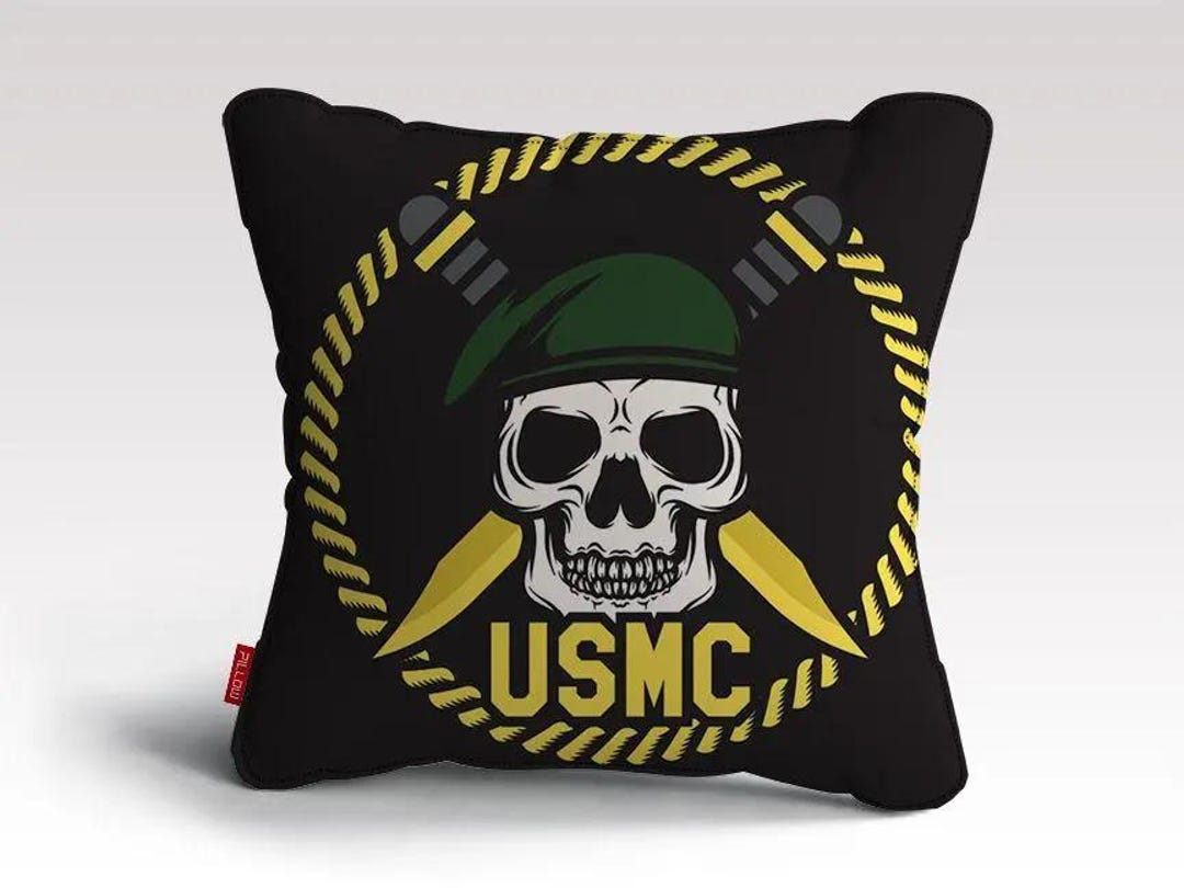 Usmc Skull Mascots Vector 1 Cushionpillow - Etsy