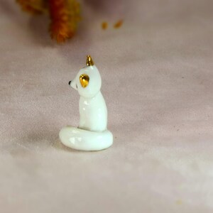 Porcelain Miniature Ceramic White Fox Figurine Hand Crafted Miniature ...