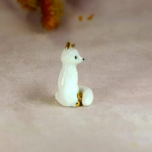 Porcelain Miniature Ceramic White Fox Figurine Hand Crafted Miniature ...