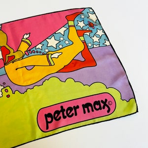 Vintage 60s Peter Max Cosmic Flyer Oblong Silk Scarf Made in Japan ...