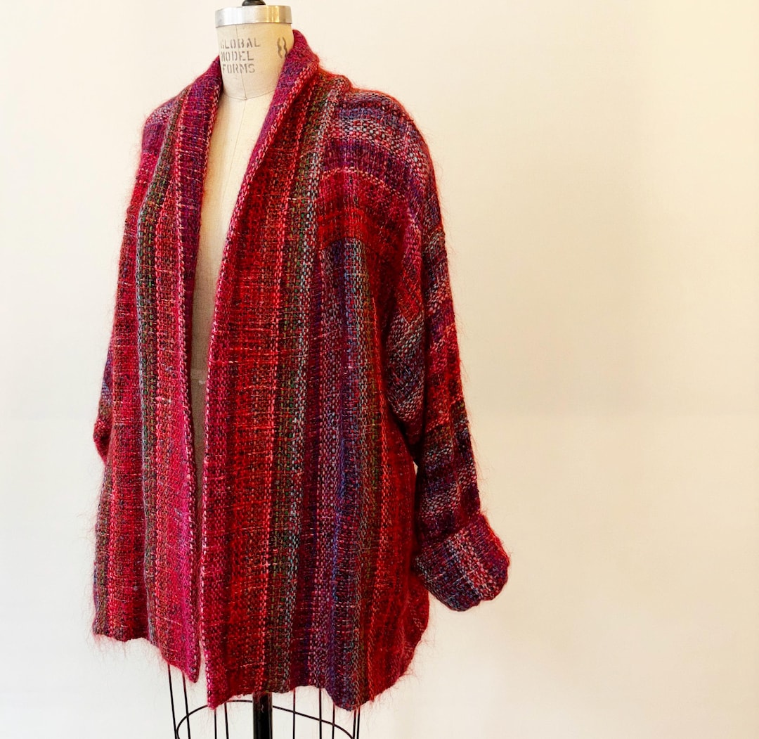 Vintage 80s Elizabeth Jenkins Taos Fiber Art Woven Cardigan Art to Wear ...