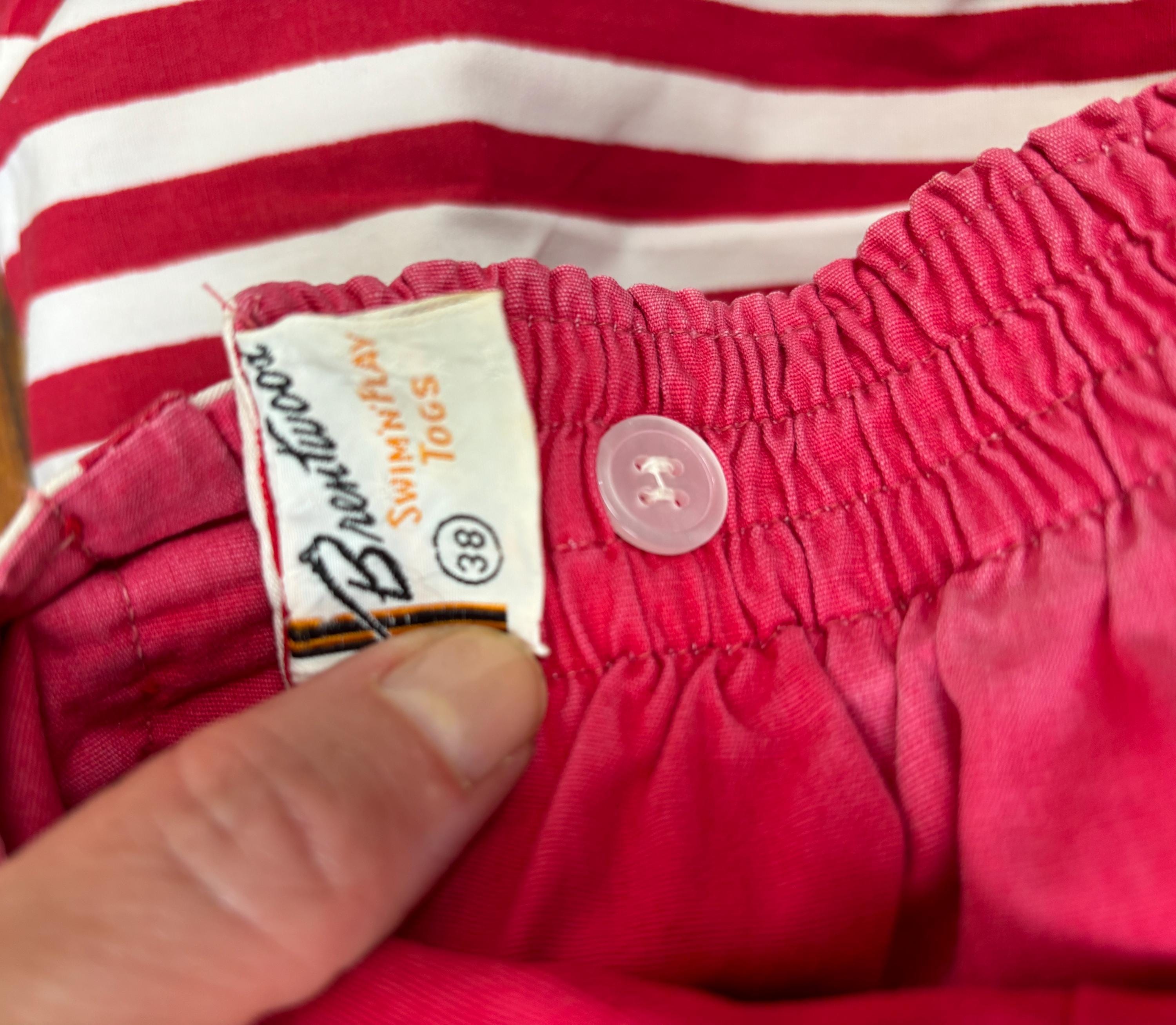 Vintage 50s 60s Men’s Brentwood Swim ’n’ Play Togs Red and White ...